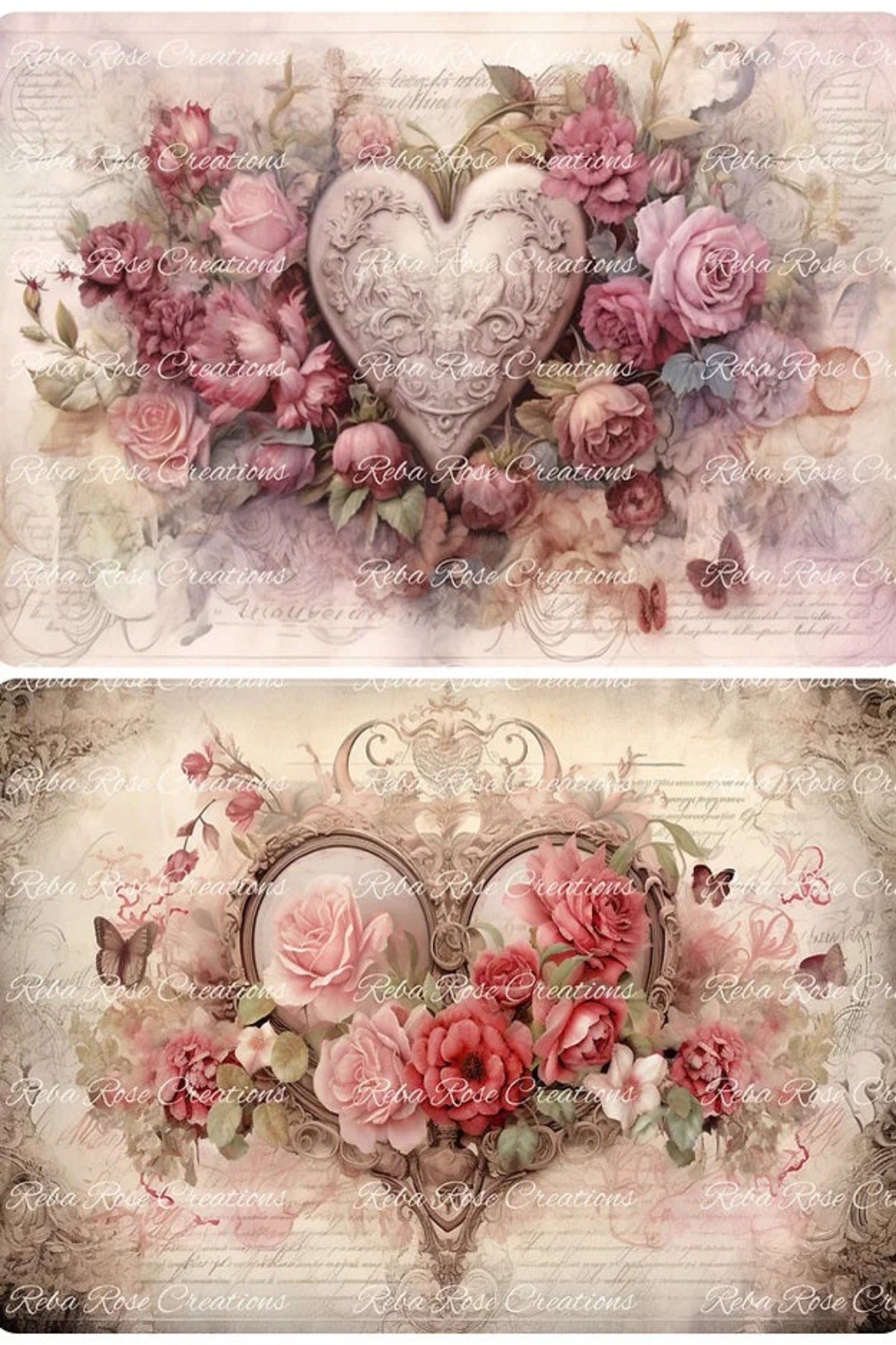 Valentine Hearts and Roses Rice Paper by Reba Rose Creations – My ...
