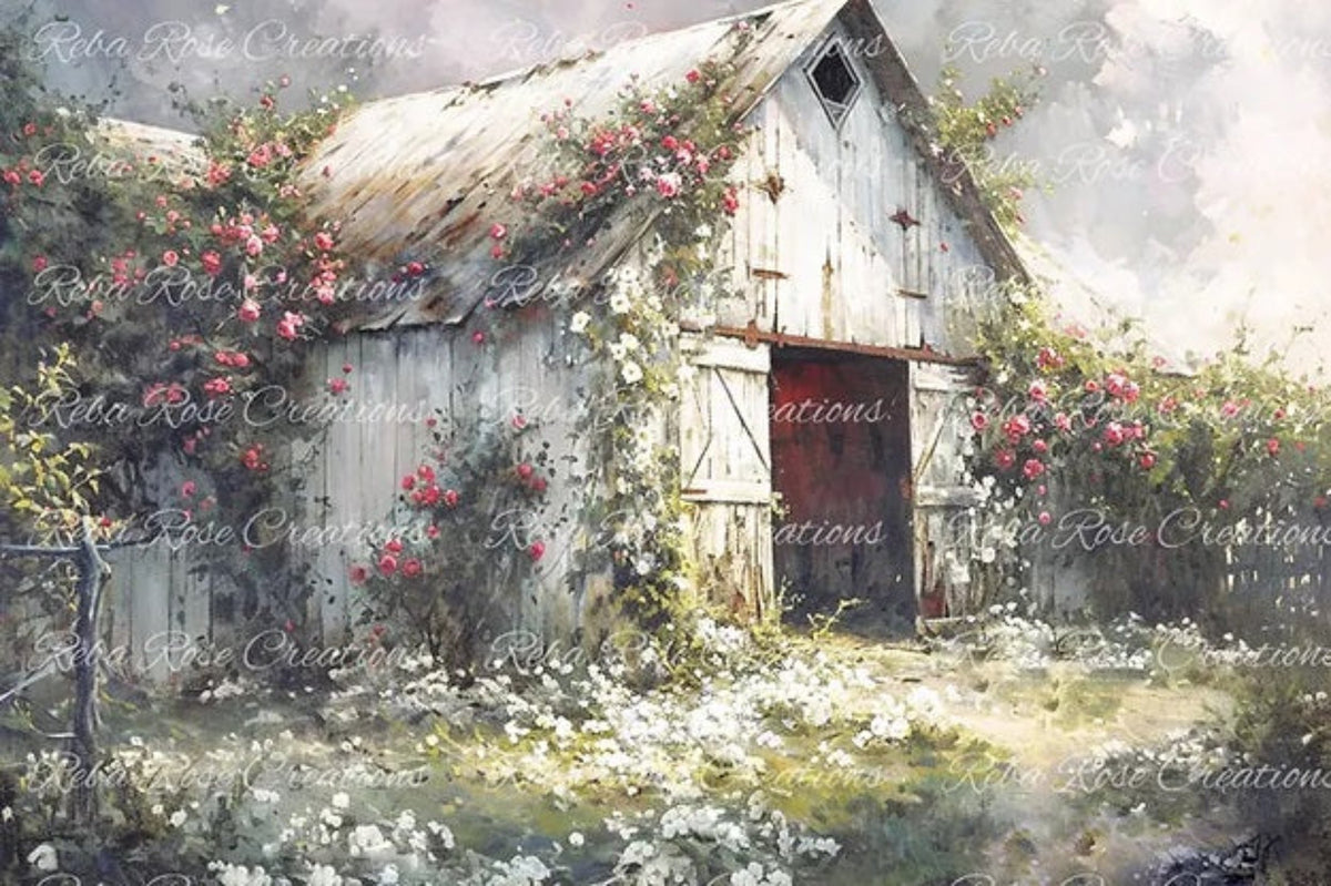 Neglected Barn Rice Paper by Reba Rose Creations – My Victorian Heart