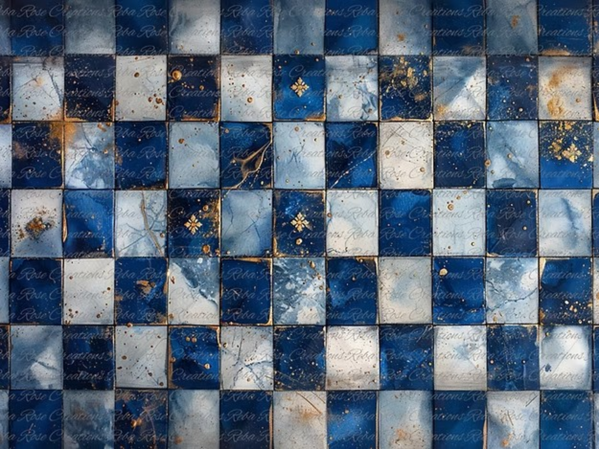 Royal Blue and White Checkered Rice Paper by Reba Rose Creations – My ...