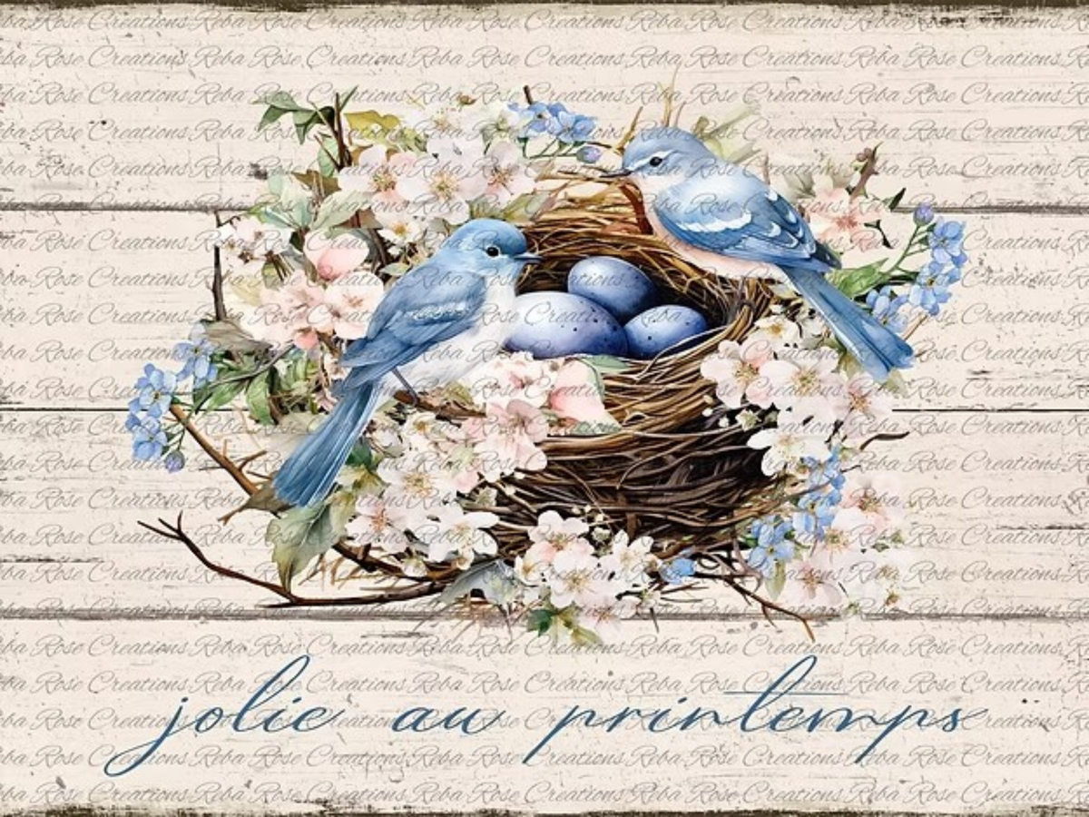 Blue Birds Rice Paper by Reba Rose Creations – My Victorian Heart