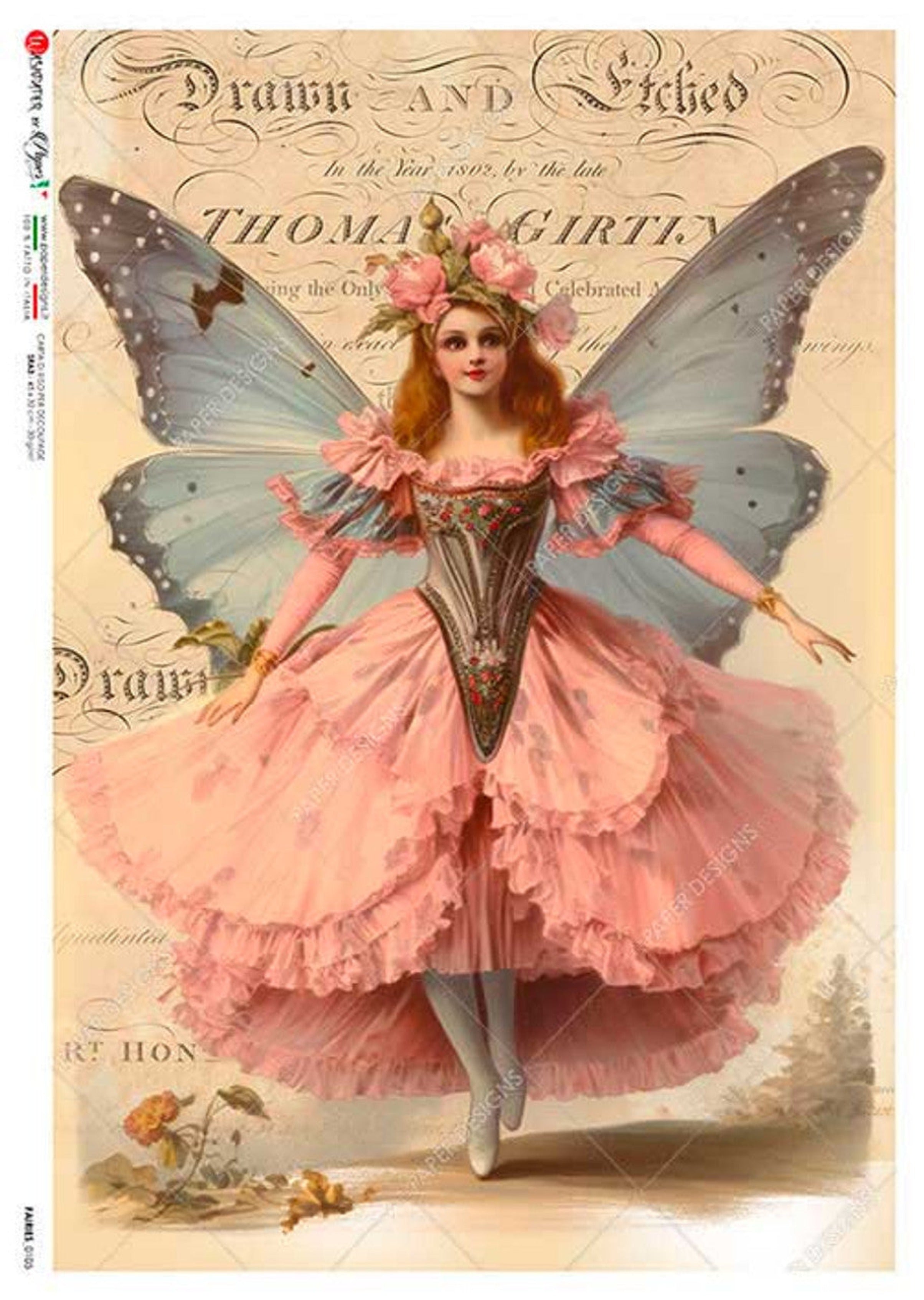Fairies 0105 Paper Designs Washipaper, Fairy with Pink Frilly Dress ...