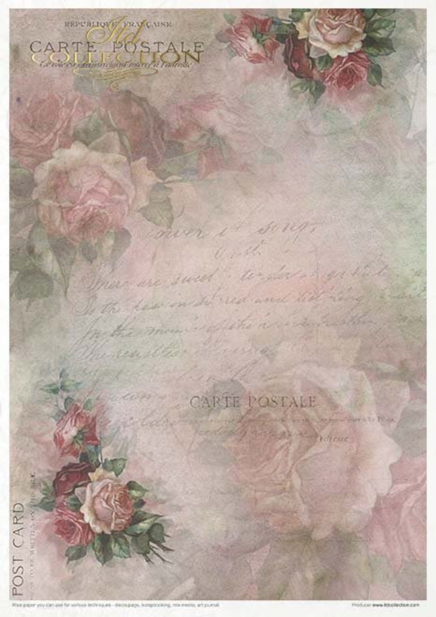 Flower Post Rose Rice Paper Set by ITD Collection, RP063, Pack of 11 ...