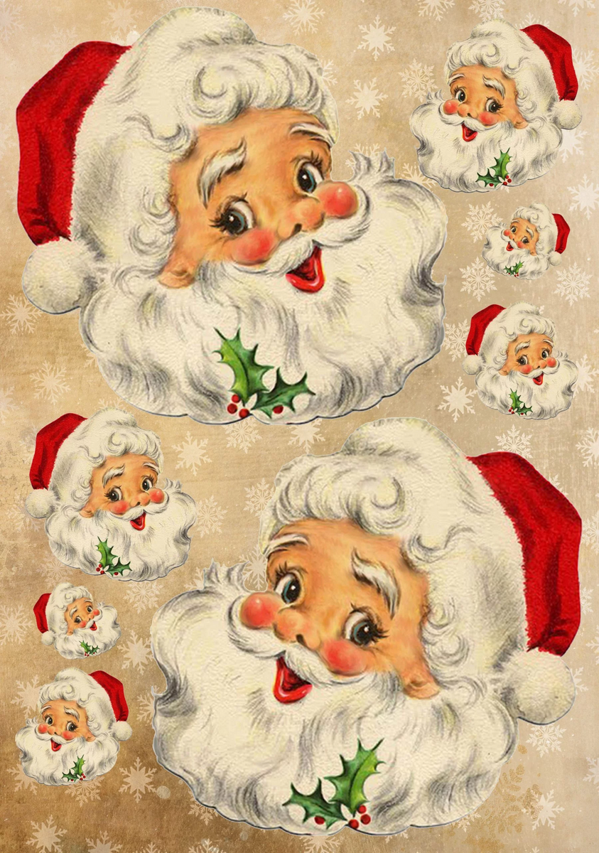 Vintage Santa Face Rice Paper by European Excellency, Retro Santas – My ...