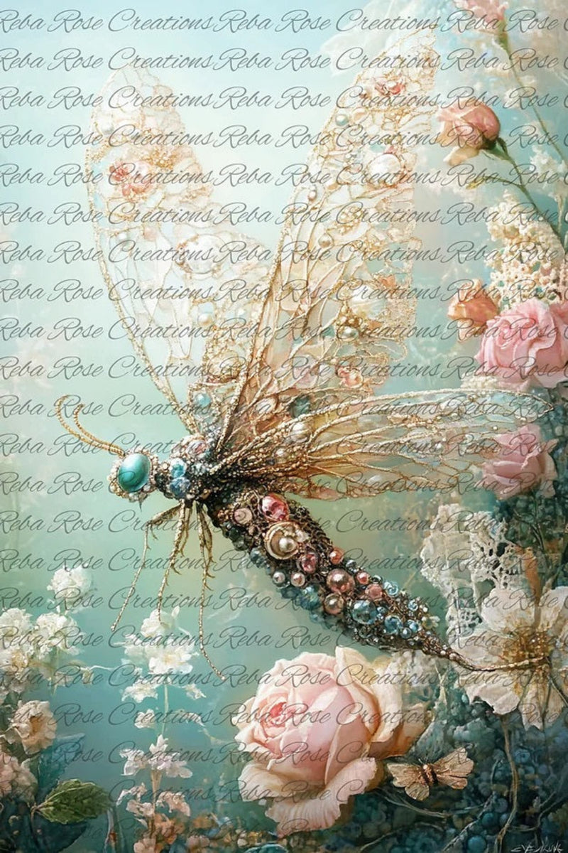 Glamour Dragonfly Rice Paper by Reba Rose Creations – My Victorian Heart