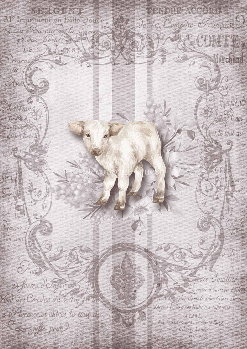 Grain Sack Lamb Rice Paper by Decoupage Queen – My Victorian Heart