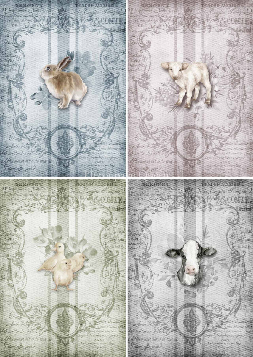 Spring Animals 4 Pack Rice Paper by Decoupage Queen – My Victorian Heart