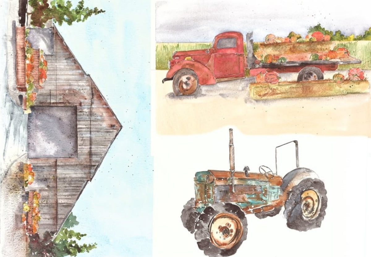 Fall Farm Decoupage Tissue Paper by Roycycled Treasures – My Victorian ...