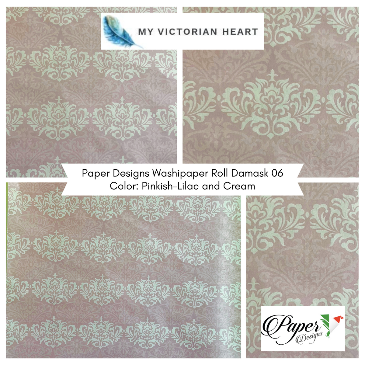 Damask 06 Roll by Paper Designs Washipaper, 59"x17" – My Victorian Heart